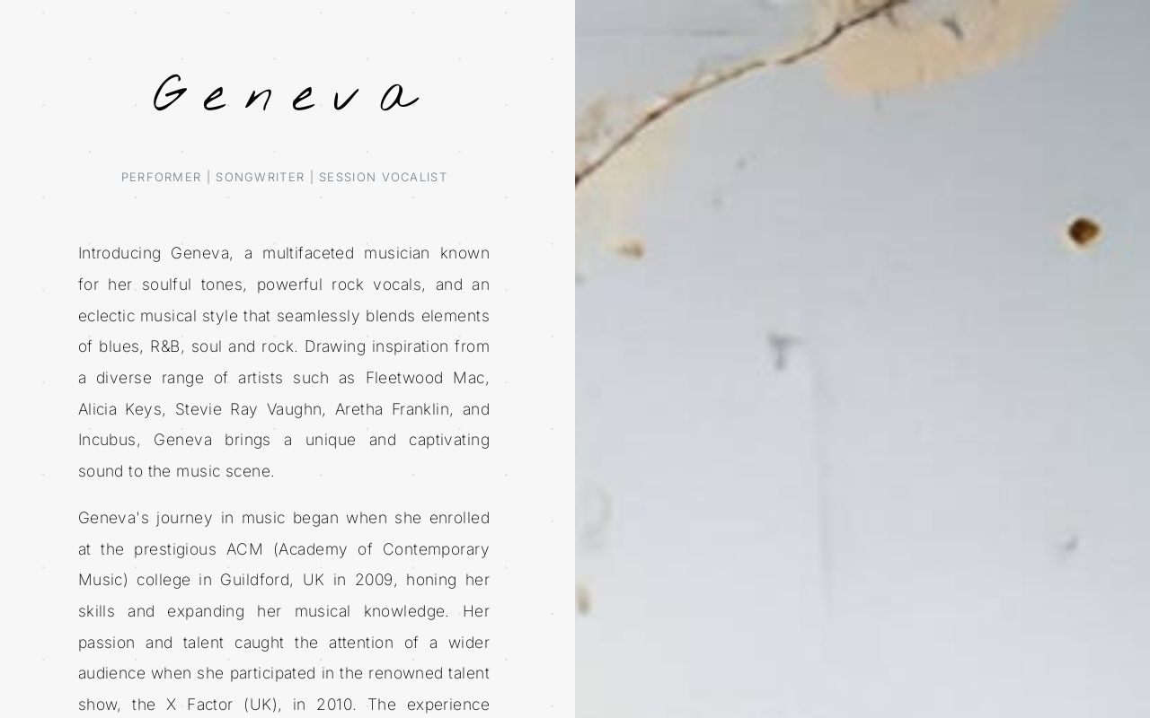 Geneva - Performer | Songwriter | Session Singer